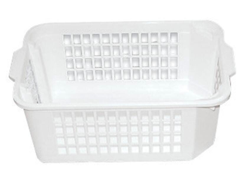 White plastic storage baskets store